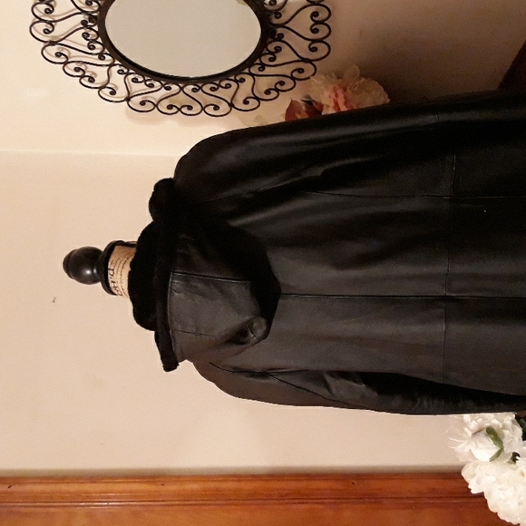 Fitz Wright | Jackets & Coats | Vintage Fitz Wright Black Leather Long ...